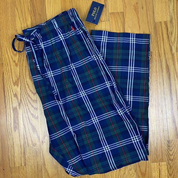 Polo Ralph Lauren | Pants | Polo Ralph Lauren Pajama Pants Mens L Green Blue Cotton Plaid Light ...